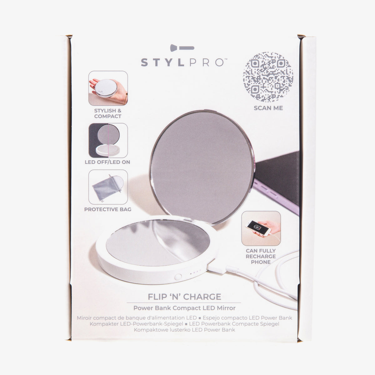 Flip n Charge Power Bank Compact LED Mirror STYLPRO | PURISH